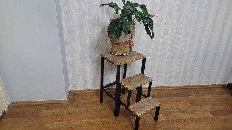 3-step Kitchen Stool, Decorative Ladder, Wooden Step Shelf, Step ...