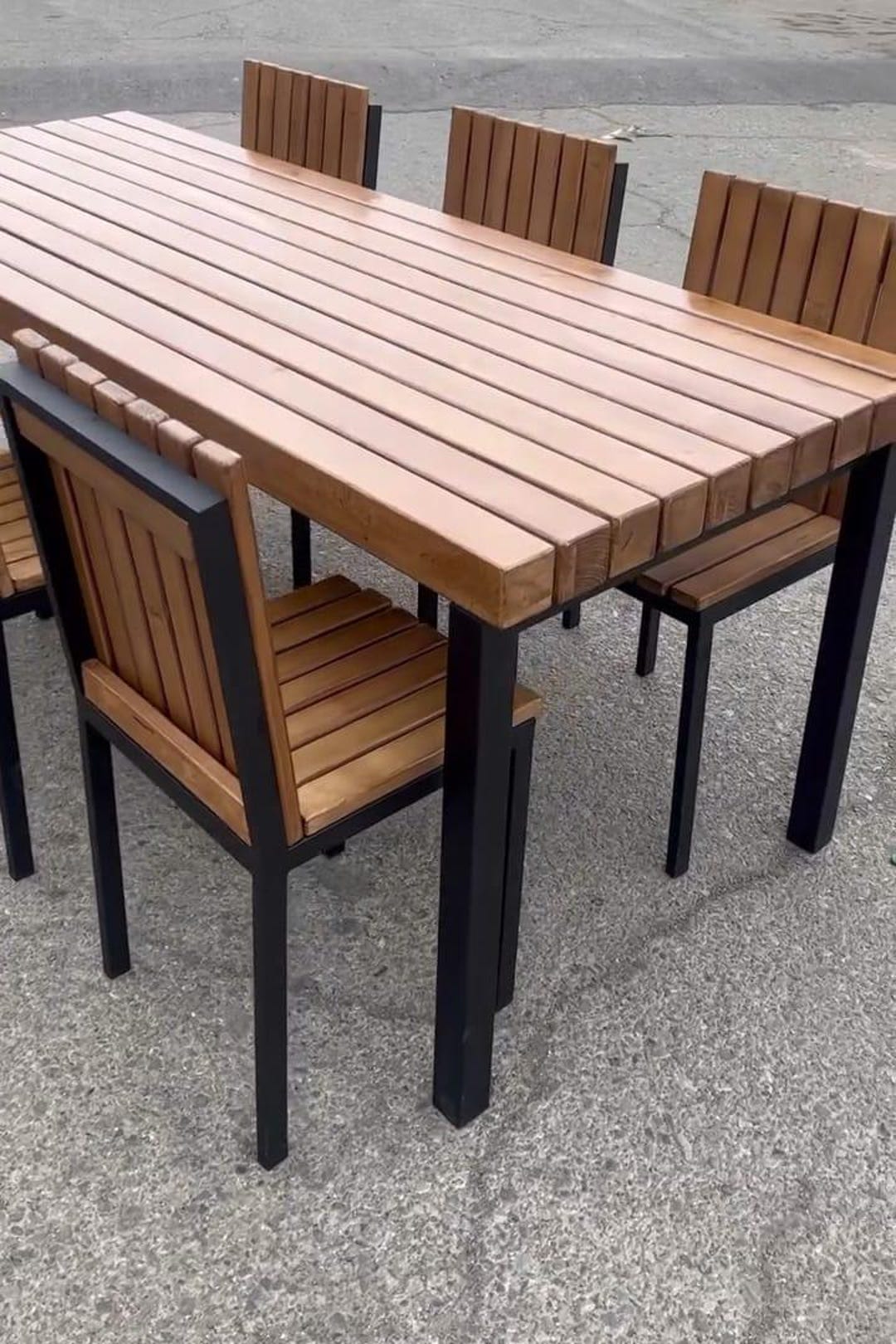 Industrial Solid Wood Table Set, Rustic Design Dining Table, Dining ...