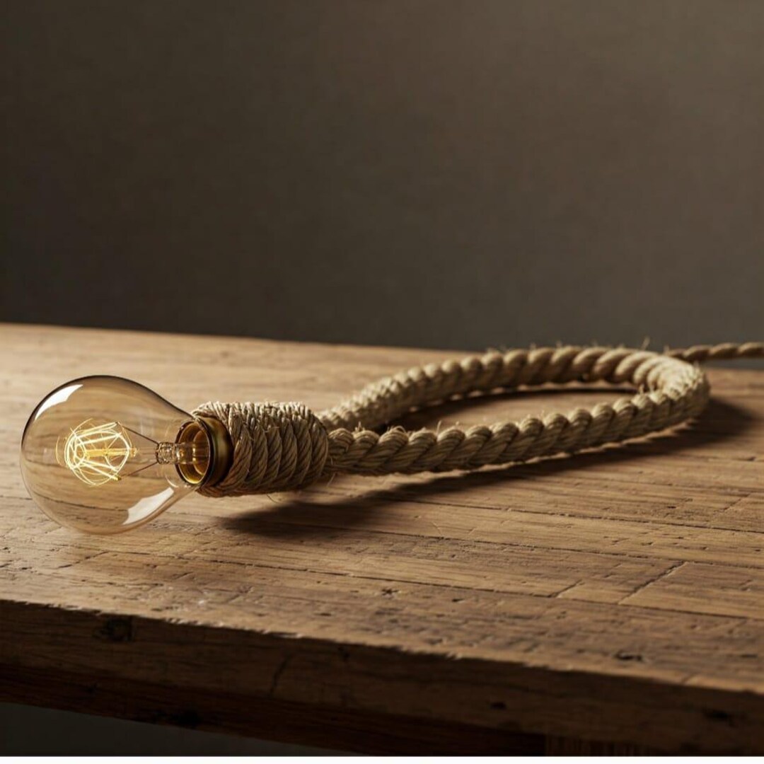 Rustic Rope Pendant Lighting Fixture, Industrial Lamp, Rope Home Decor ...