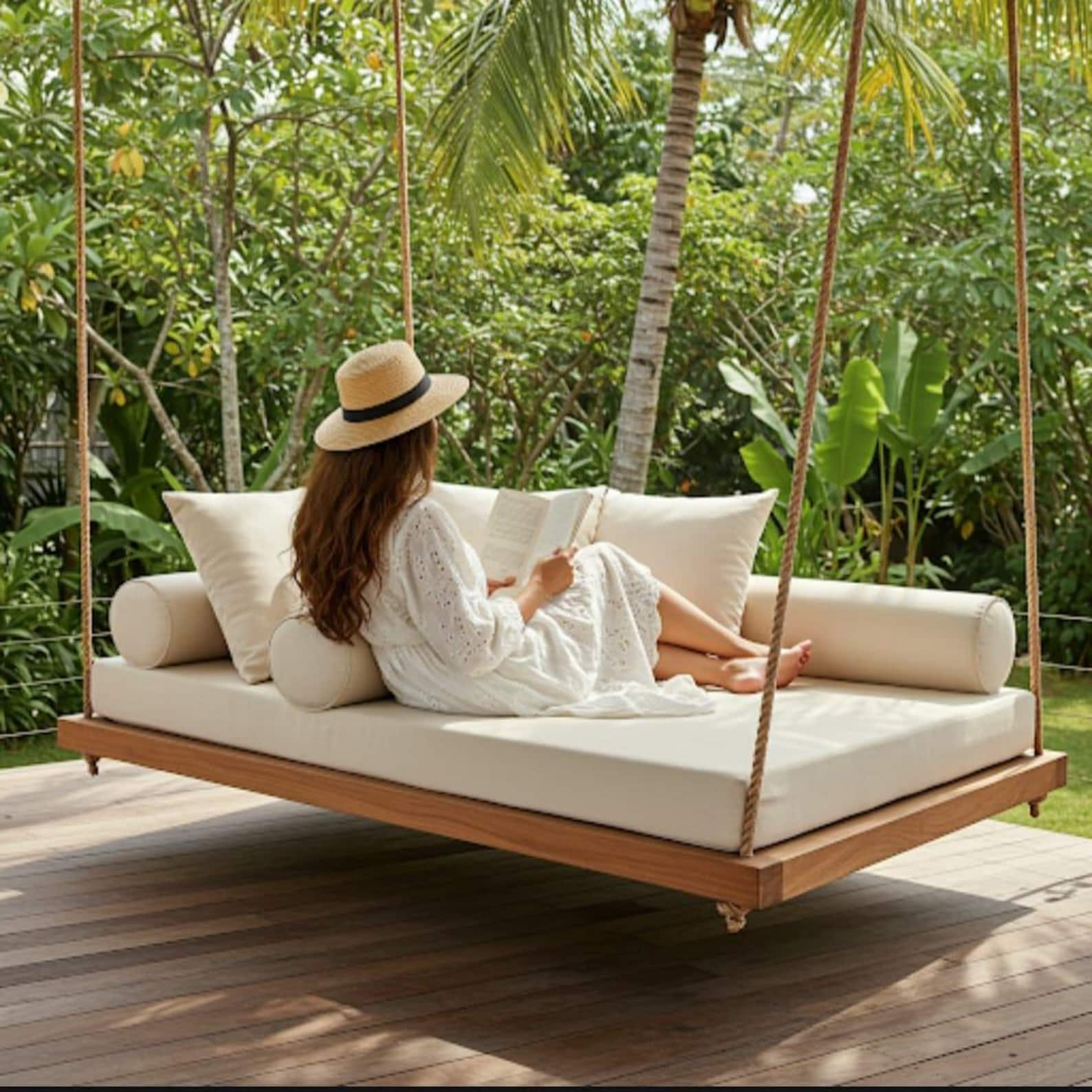 Porch Swing Daybed, Authentic Porch Daybed, Swing Rope , Spruce Wood ...