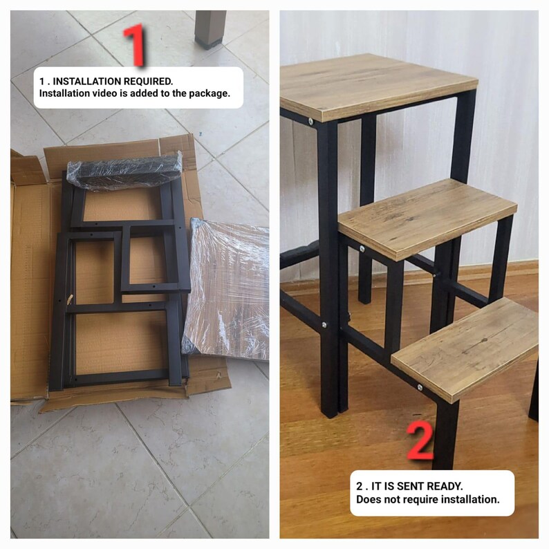 3-step Kitchen Stool, Decorative Ladder, Wooden Step Shelf, Step ...