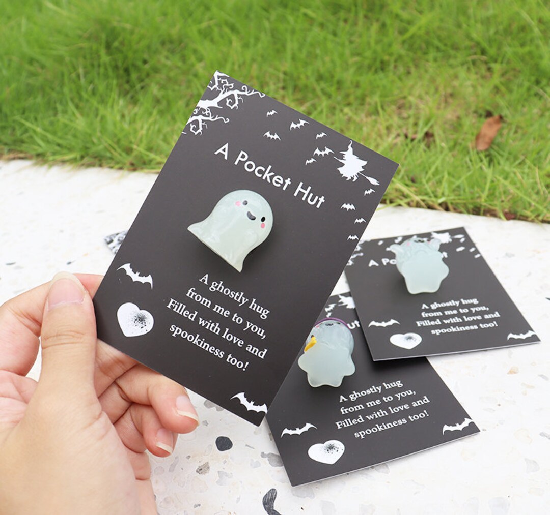 A Ghost Pocket Hug Gothic Halloween Cute Tiny Resin Gift Mini Trinket ...