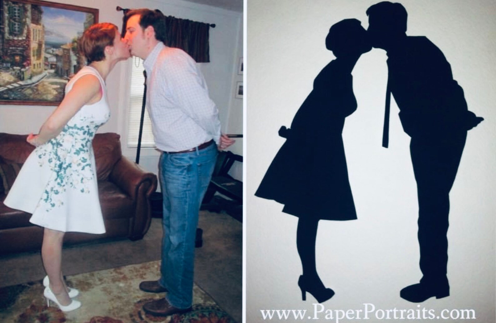 Custom Hand Cut Silhouette 2 Subjects Full Body. frame Not - Etsy