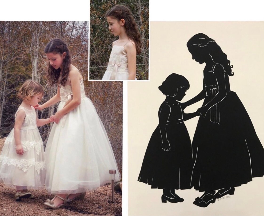 Custom Hand Cut Silhouette 2 Subjects Full Body. frame Not - Etsy