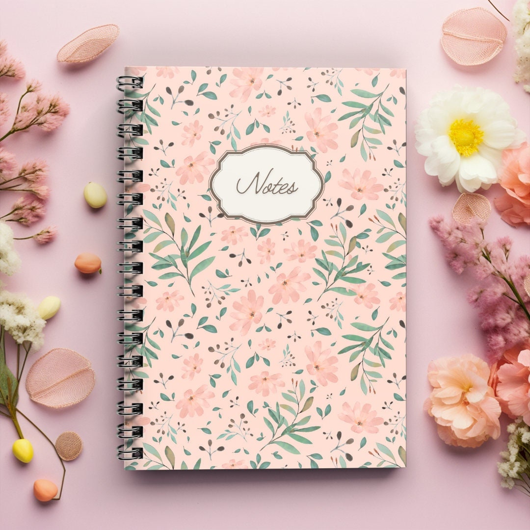 Floral Spiral Notebook, Spiral Bound Journal, Pink Floral Notebook ...