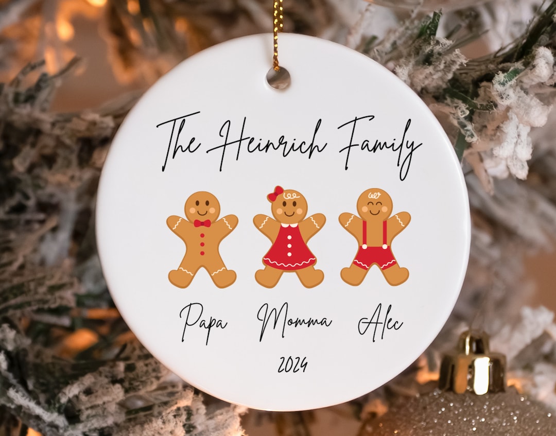Personalized Gingerbread Man Family Ornament, Custom Family Christmas ...