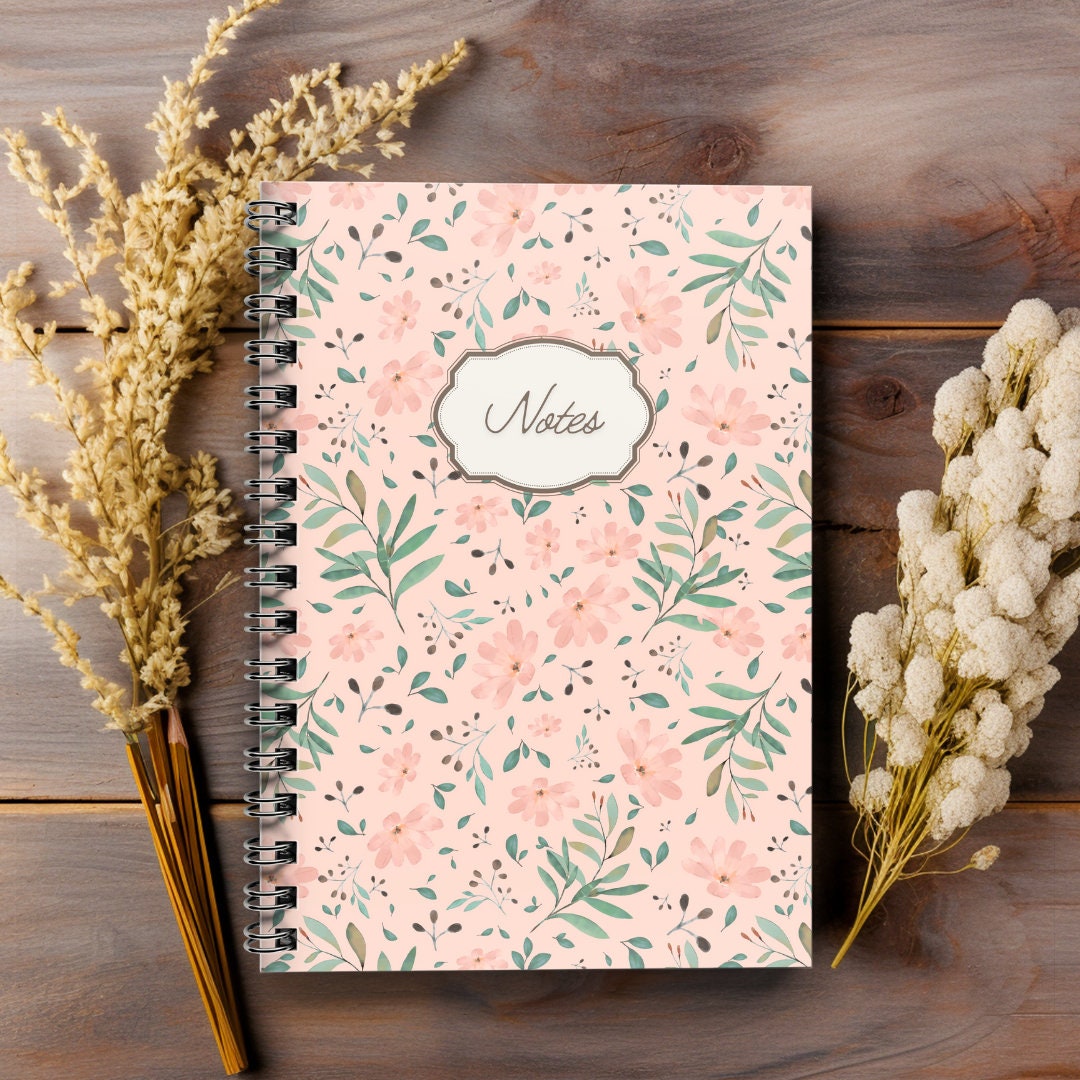 Floral Spiral Notebook, Spiral Bound Journal, Pink Floral, Gifts for ...