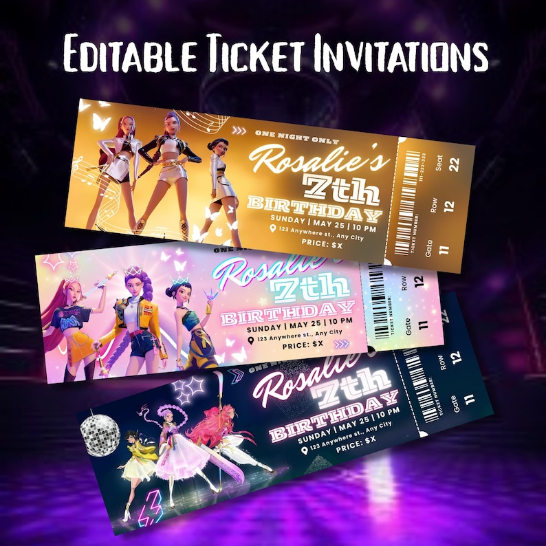 Kpop Demon Hunter Invite K-pop Ticket Invitation Editable Canva K-pop ...