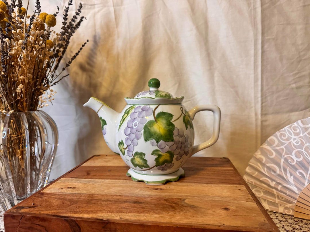 Vintage Andrea by Sadek Grape Teapot - Hand Painted Vineyard Design ...