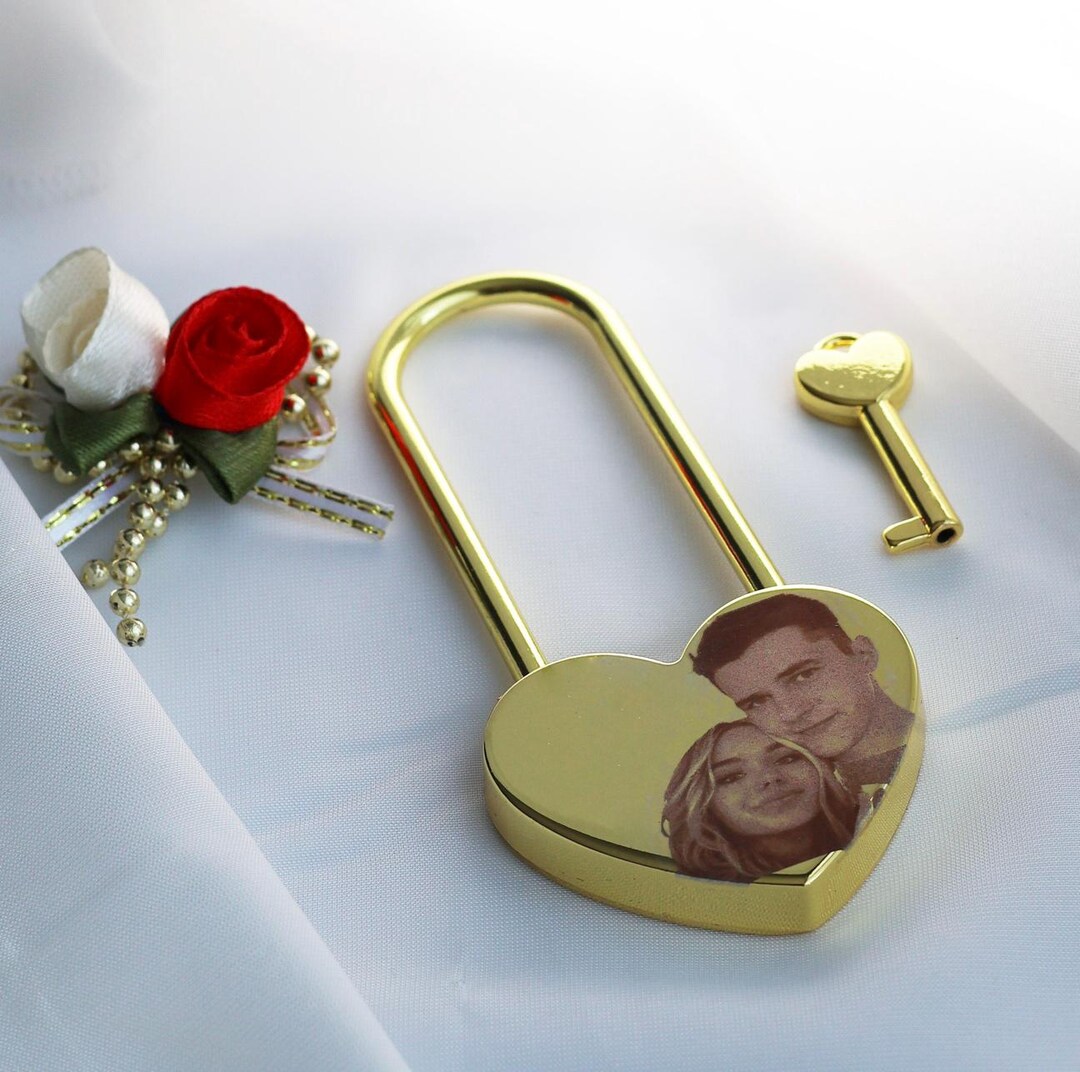 Personalized Engraved Heart Love Padlock With Key, Travel Bridge Long ...