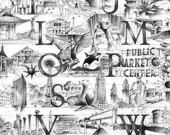 Portland oregon City Alphabet Print | Etsy