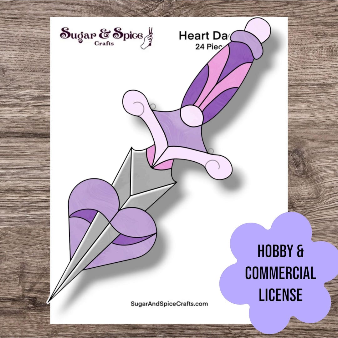 Heart Dagger Stained Glass Digital Pattern Download - Etsy