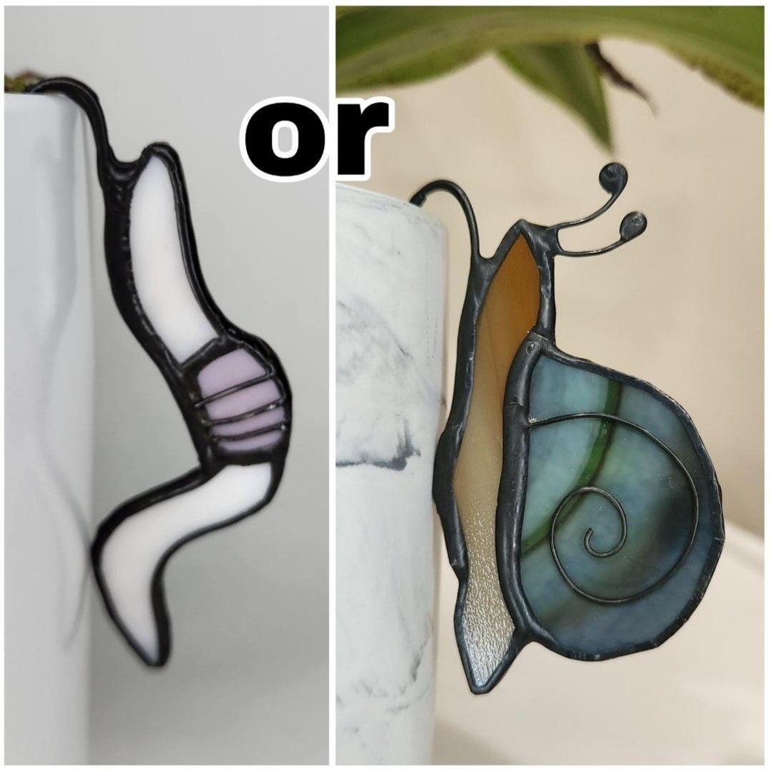 Worm or Snail Stained Glass Hanging Potted Plant Buddies - Etsy