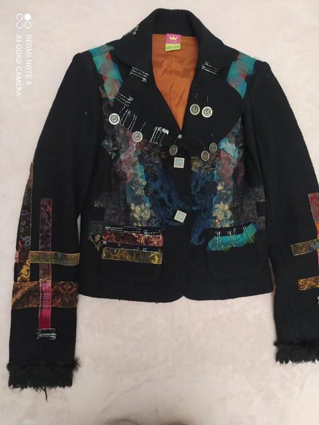Vintage Save the Queen Womens Black Designed Fashionable Coat Shirt ...