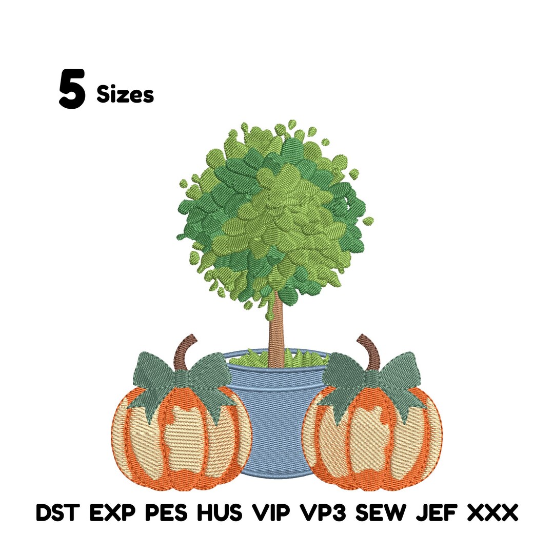 Pumpkin Topiary Embroidery Design Fall Embroidery Design Chinoiserie ...