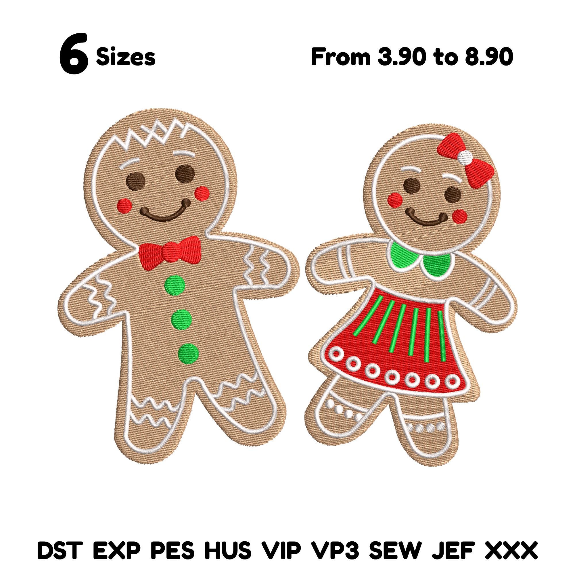 Couple Gingerbread Embroidery Design Happy Gingerbread Couple Machine ...