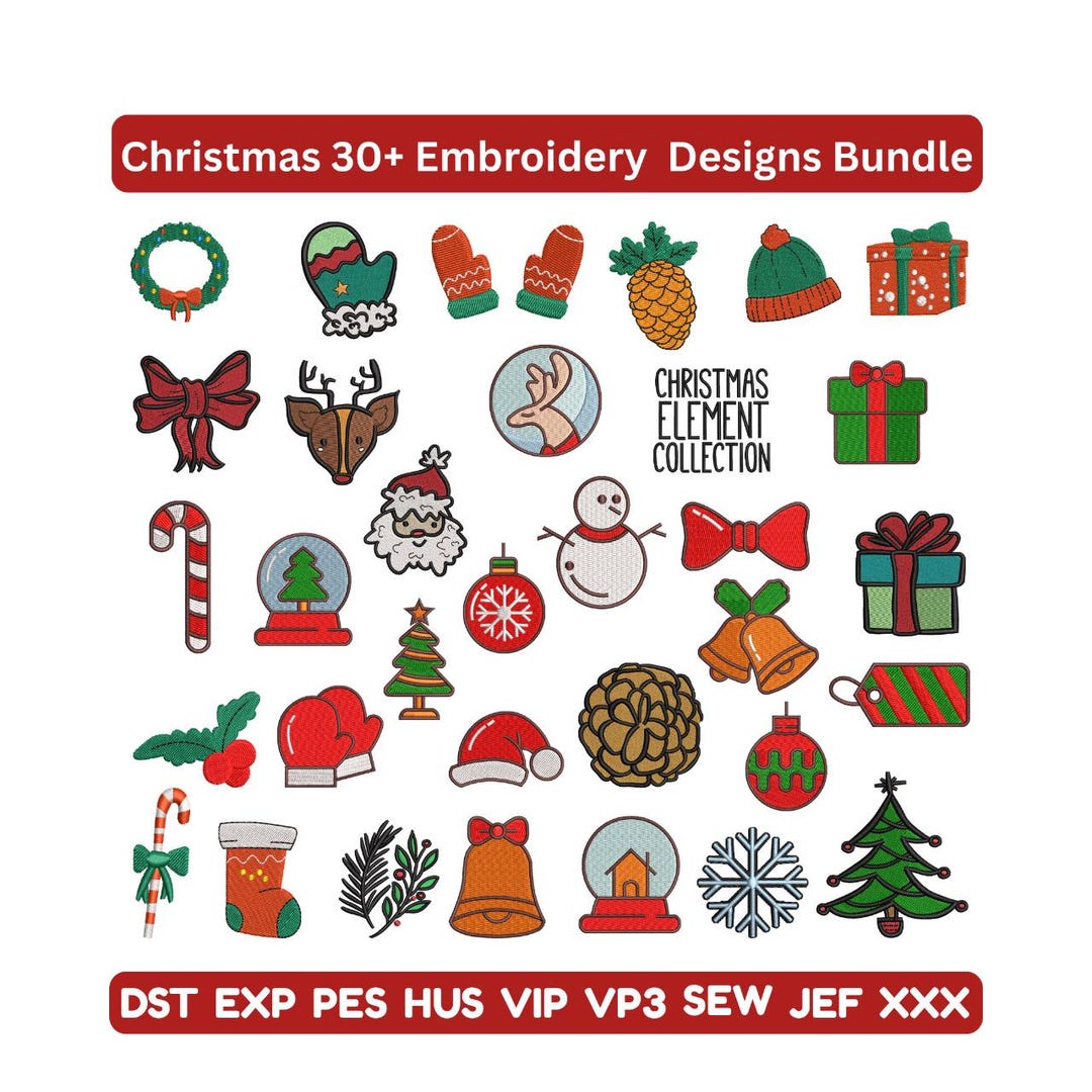 Christmas Elements MEGA Bundle Embroidery Christmas Tree Elements ...