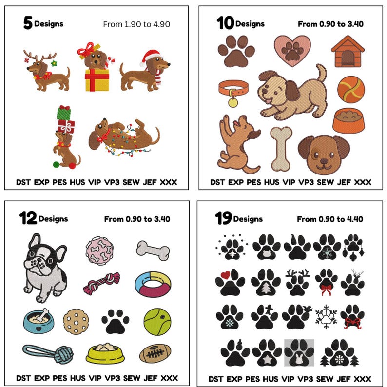 Dog Embroidery Designs Bundle Dogs Breed Outline Embroidered Designs ...
