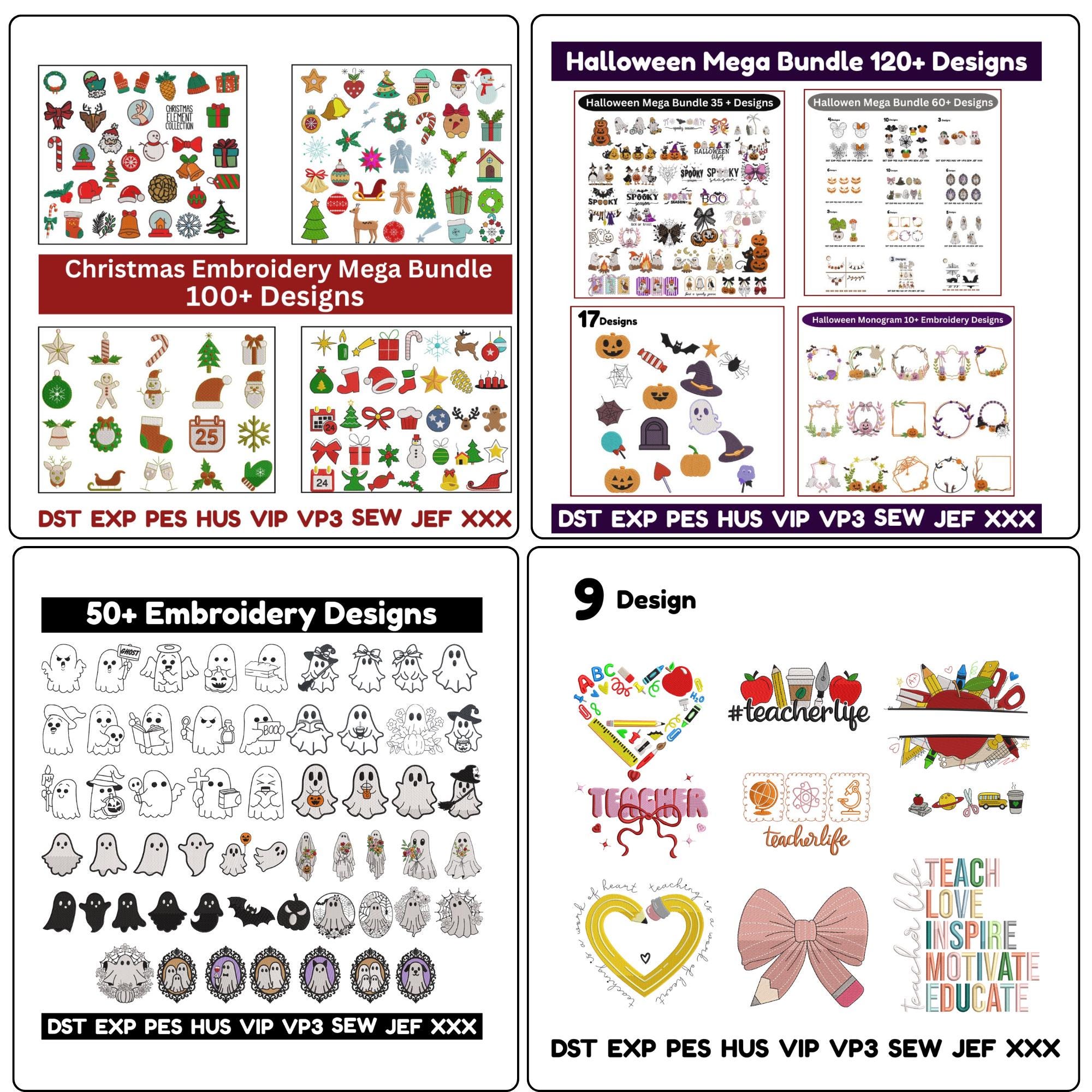 500+ Designs Mega Bundle Machine Embroidery Files Ultimate Embroidery ...