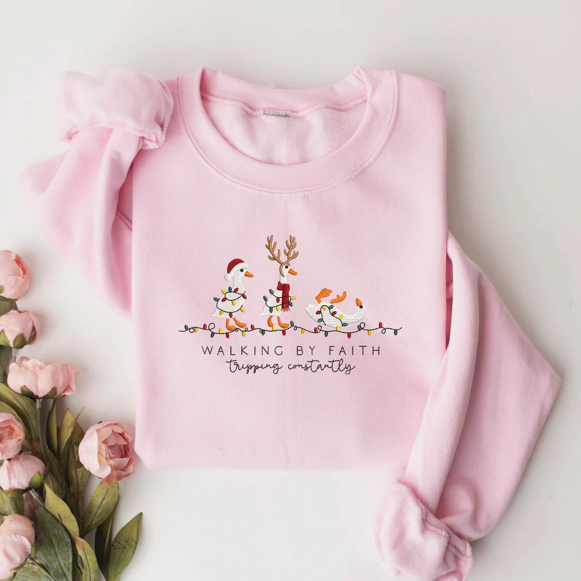 Walking by Faith Tripping Constantly Embroidery Designs Christmas Goose ...