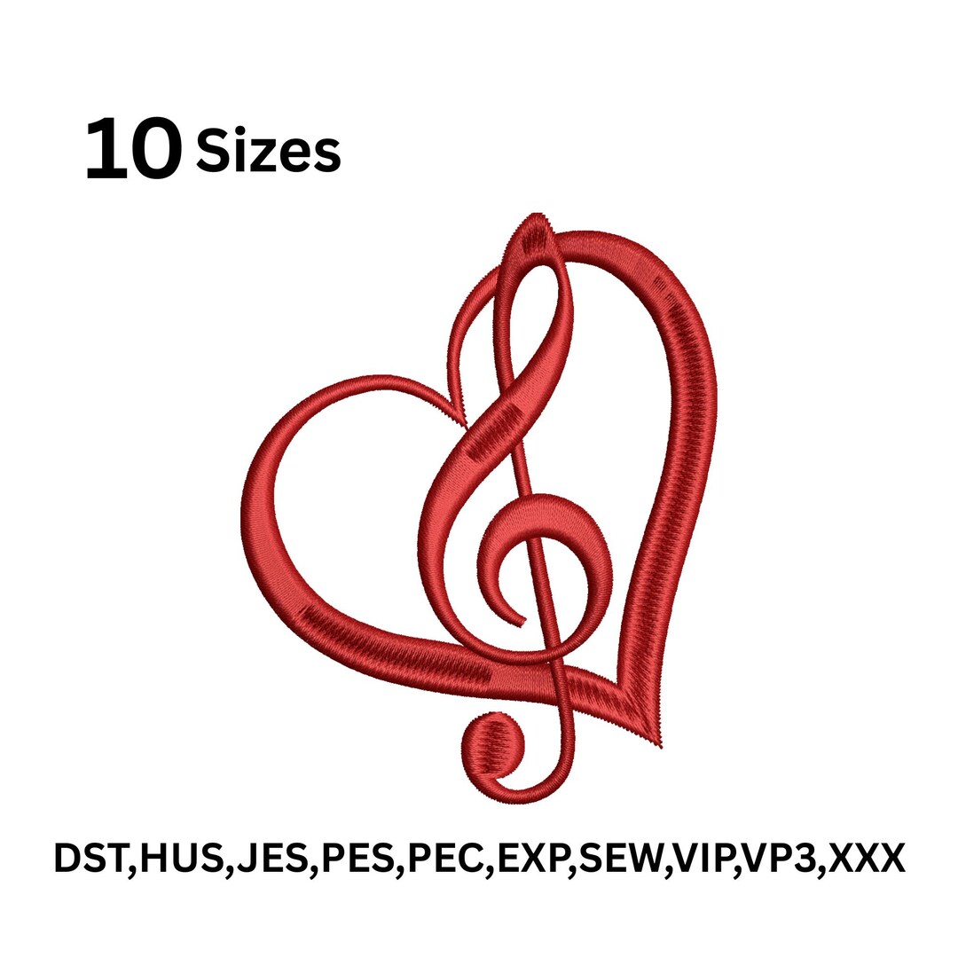Musical Heart Embroidery Love Music Rock Attitudes Monogram Frame ...