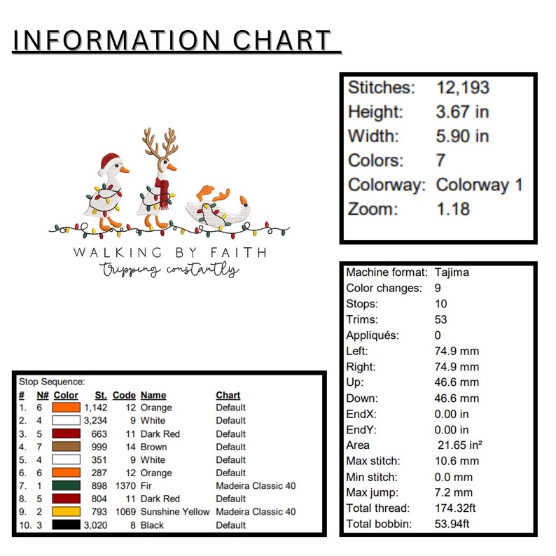 Walking by Faith Tripping Constantly Embroidery Designs Christmas Goose ...