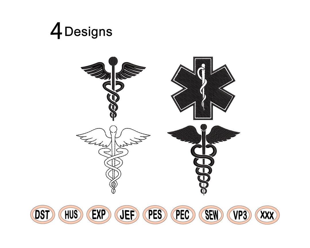 Registered Nurse Embroidery Design Caduceus EMT Machine Embroidery ...
