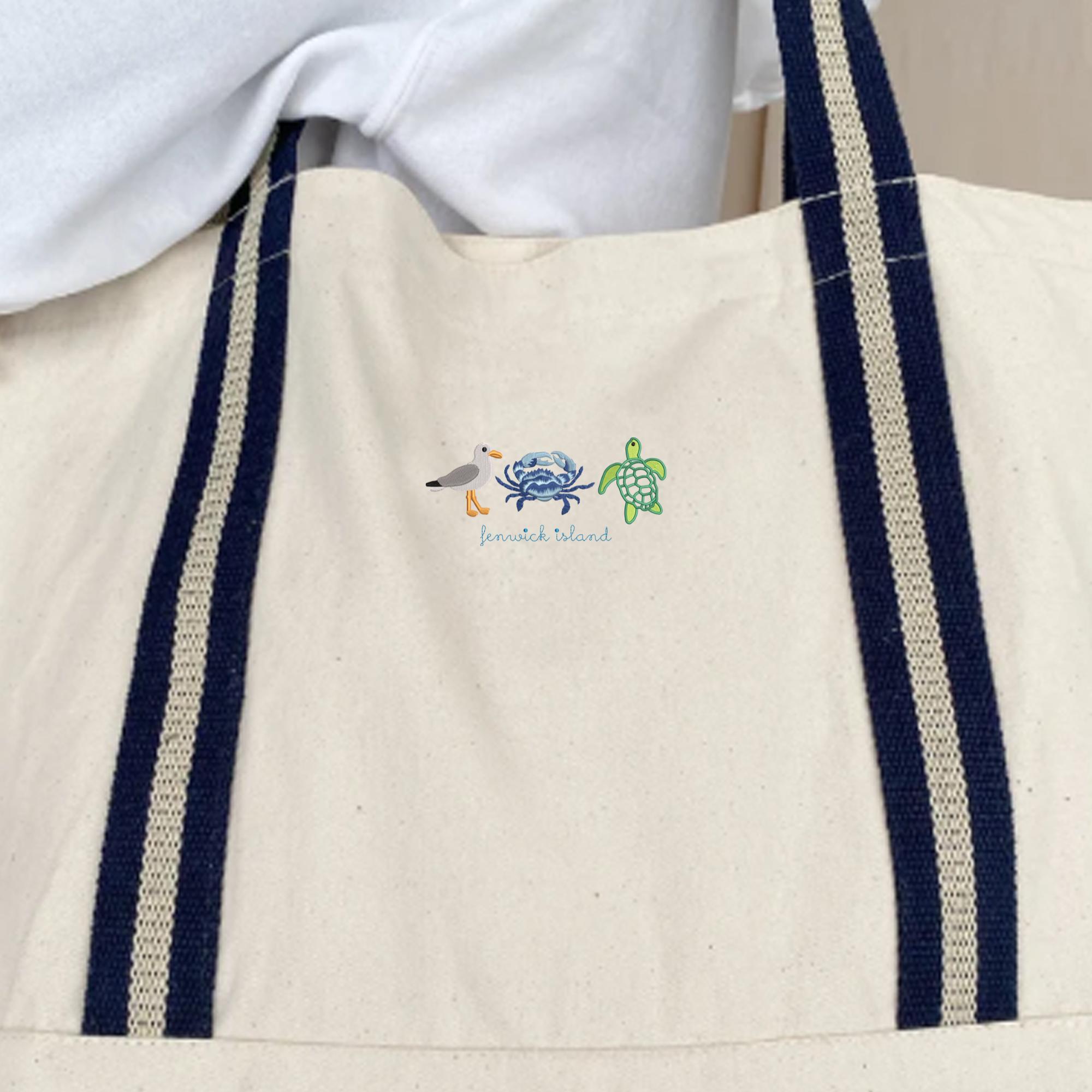 Beach Summer Embroidery Design With Sea Turtle, Blue Crab and Seagull ...