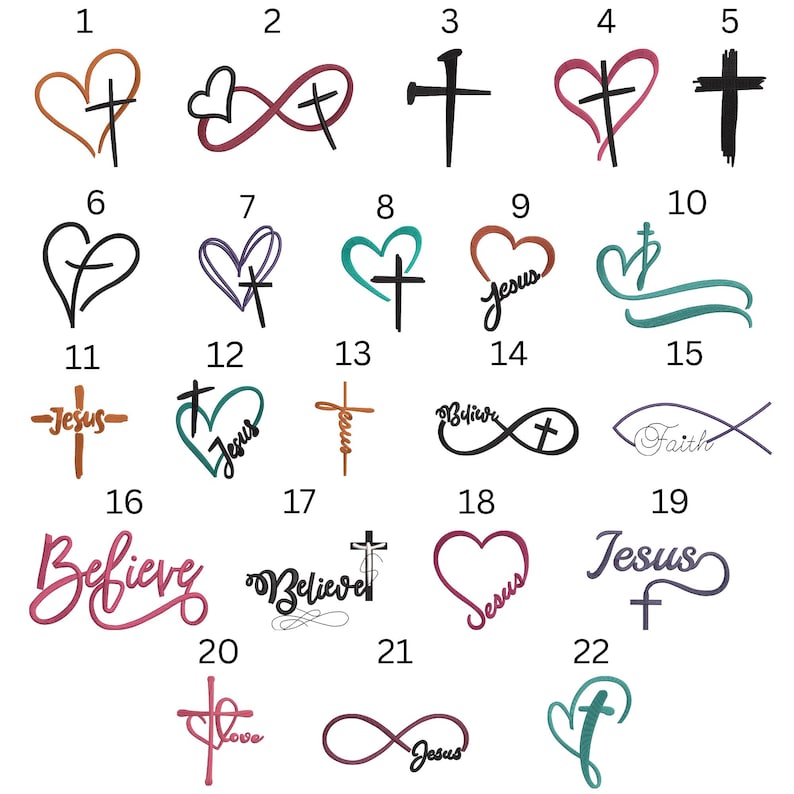 Cross Heart Embroidery Design Bundle,christian Symbol Embroidery,jesus ...