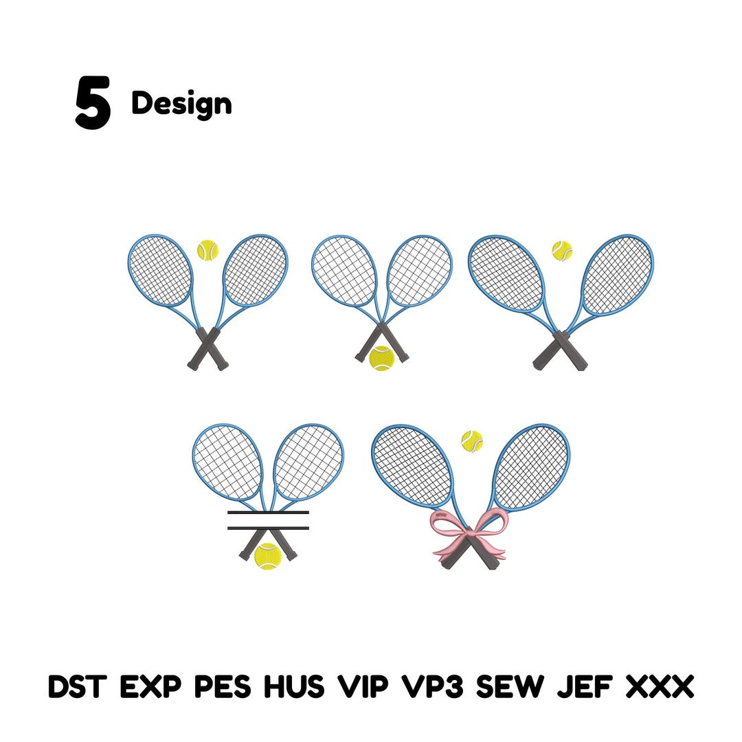 Sports Pack Embroidery Designs Tennis Racquets Rackets Crossed ...