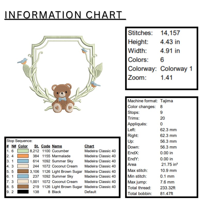 Bear Wreath Crest Frame Embroidery Design Newborn Birthday Frame ...