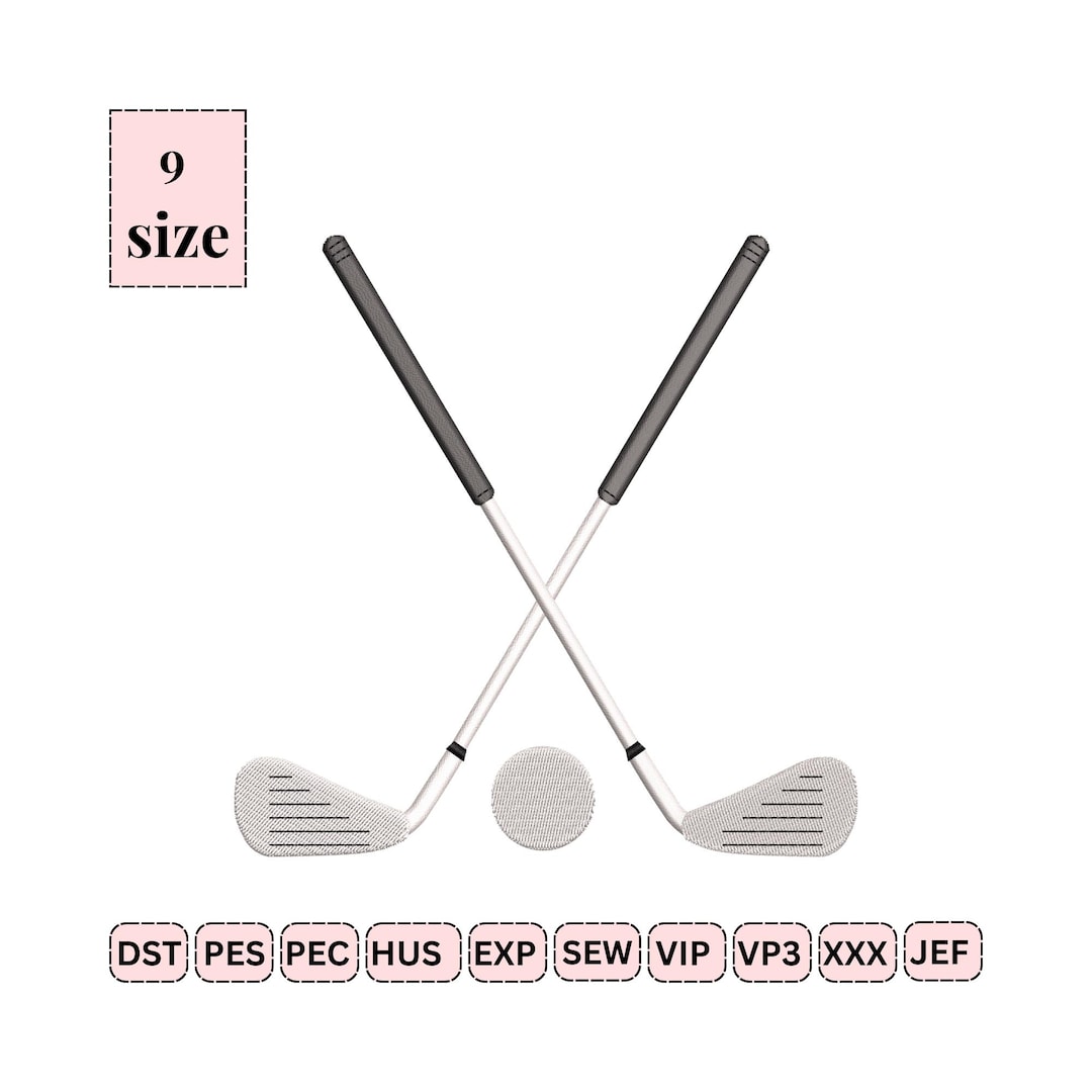 Golf Club Machine Embroidery Design, Mini to Large Golf Club Embroidery ...