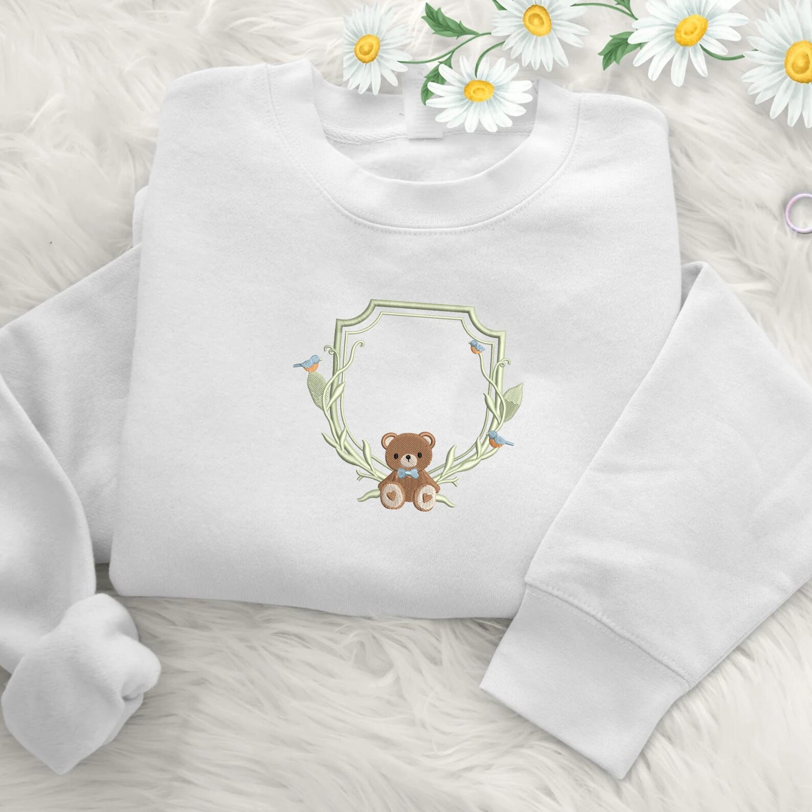 Bear Wreath Crest Frame Embroidery Design Newborn Birthday Frame ...