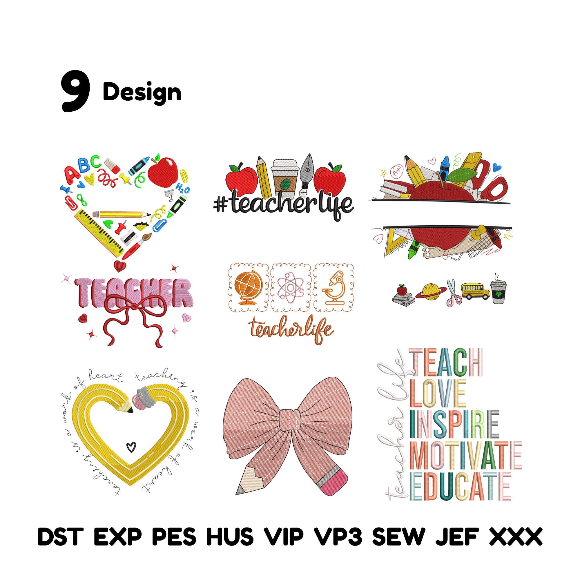 Teacher Embroidery Designs Bundle Back to School Embroidery Designs ...