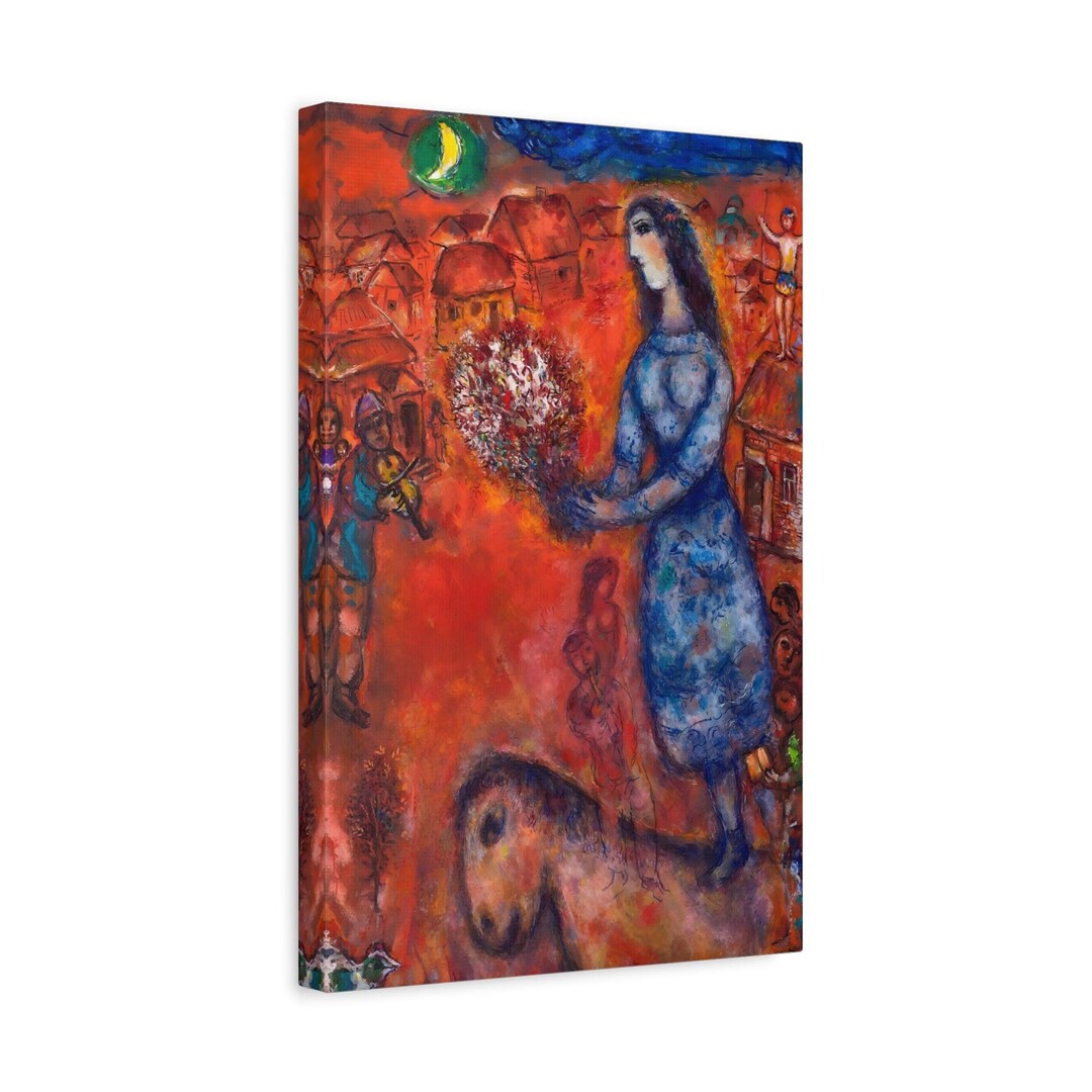 Marc Chagall Bride With Bouquet - Canvas Wall Art Print Reproduction - Etsy