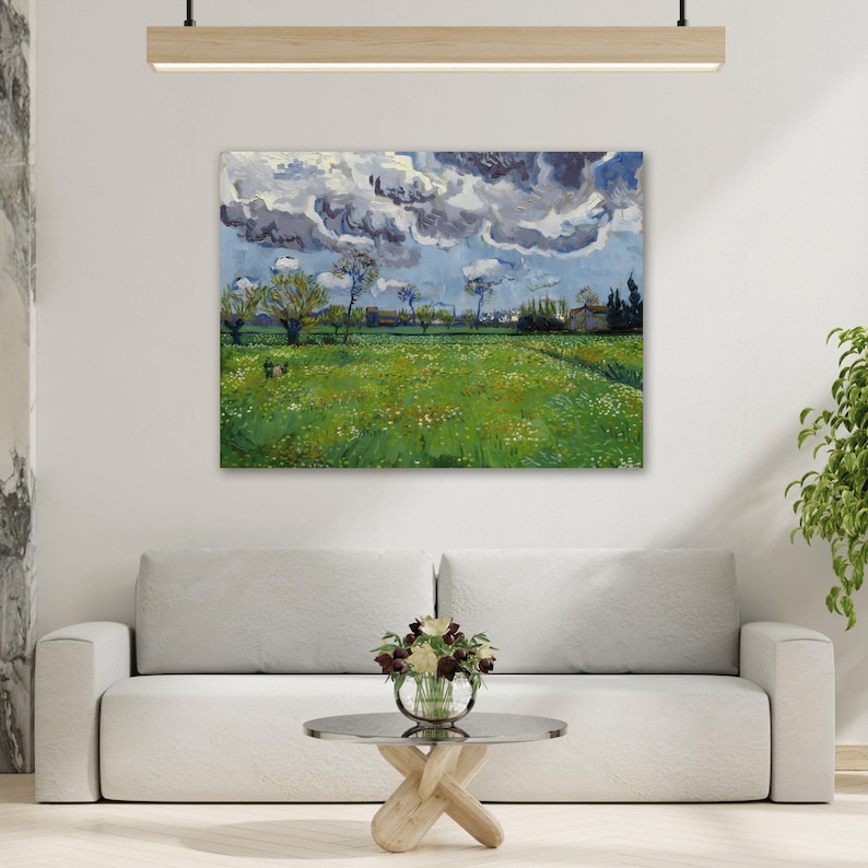 Van Gogh Landscape Under a Turbulent Sky - Framed Canvas Wall Art Print ...