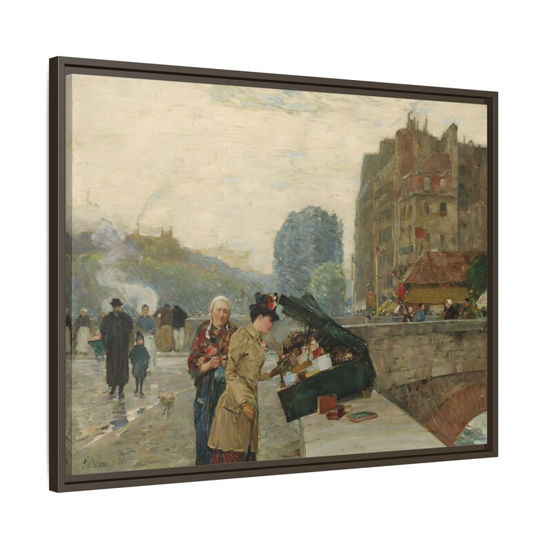 Childe Hassam Quai St. Michel City Landscape - Framed Canvas Wall Art ...