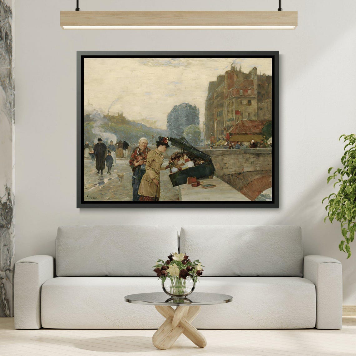 Childe Hassam Quai St. Michel City Landscape - Framed Canvas Wall Art ...