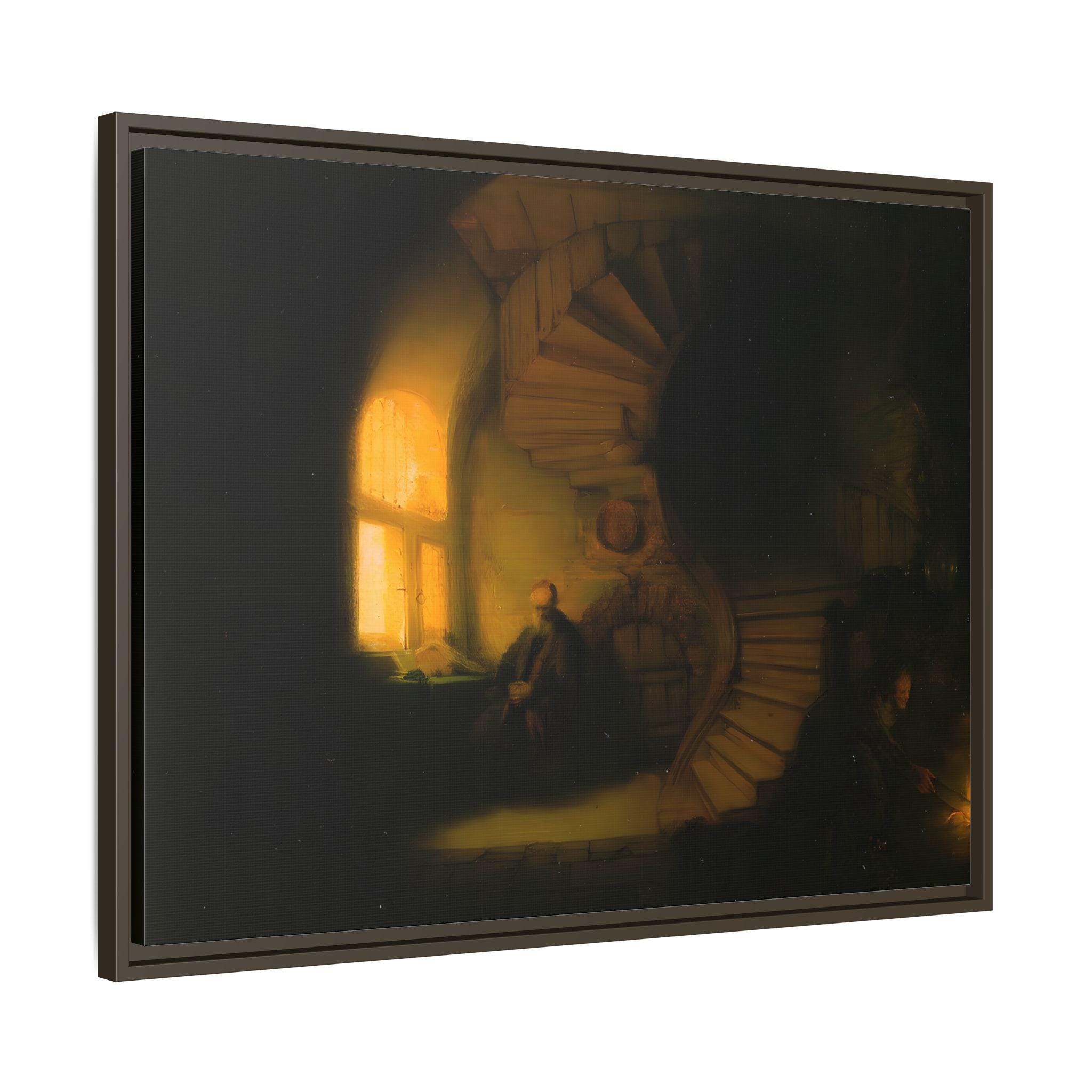 Rembrandt Philosopher in Meditation - Framed Canvas Wall Art Print ...