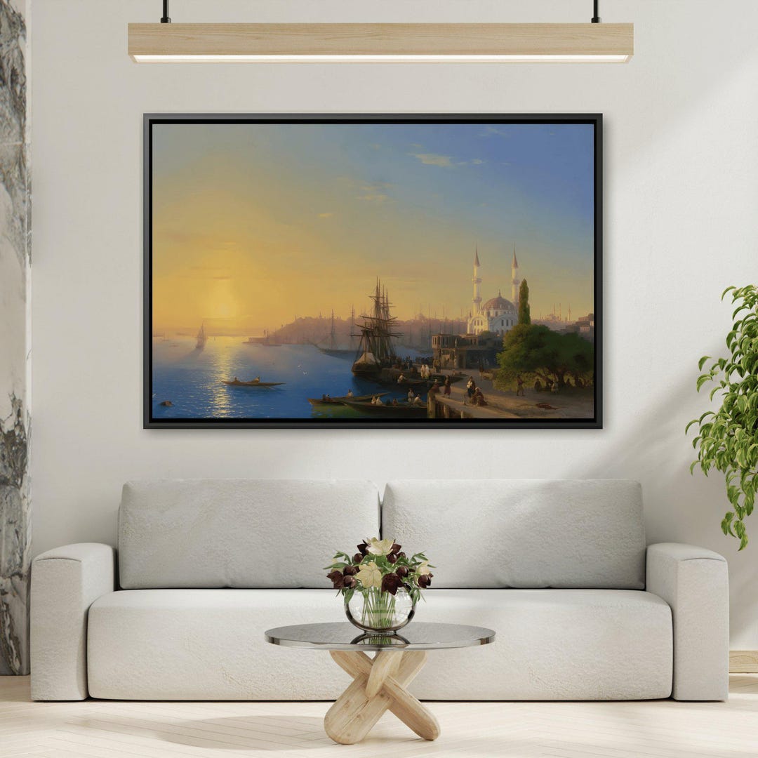 Ivan Aivazovsky View of Constantinople Russian Watercolor Sunset ...