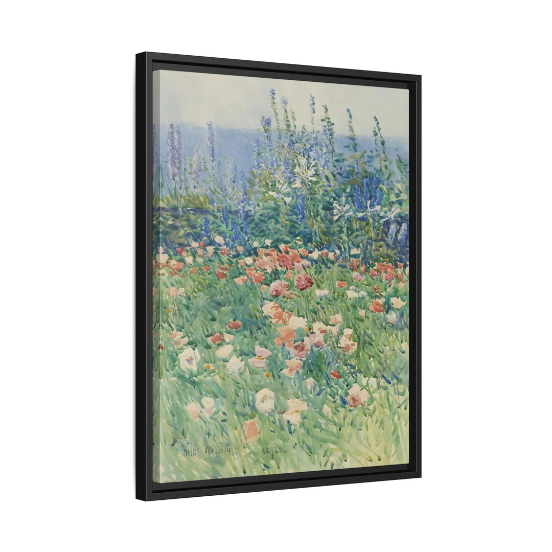 Childe Hassam Flower Garden Isles of Shoals - Framed Canvas Wall Art ...