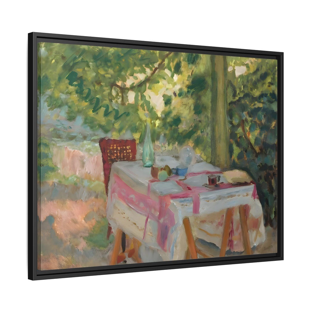 Pierre Bonnard Table Set in A Garden - Framed Canvas Wall Art Print ...