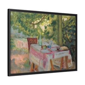Pierre Bonnard Table Set in A Garden - Framed Canvas Wall Art Print ...