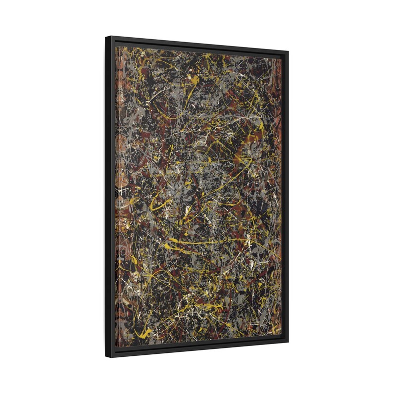 Jackson Pollock Number 5 Framed Canvas Wall Art Reproduction in Black ...