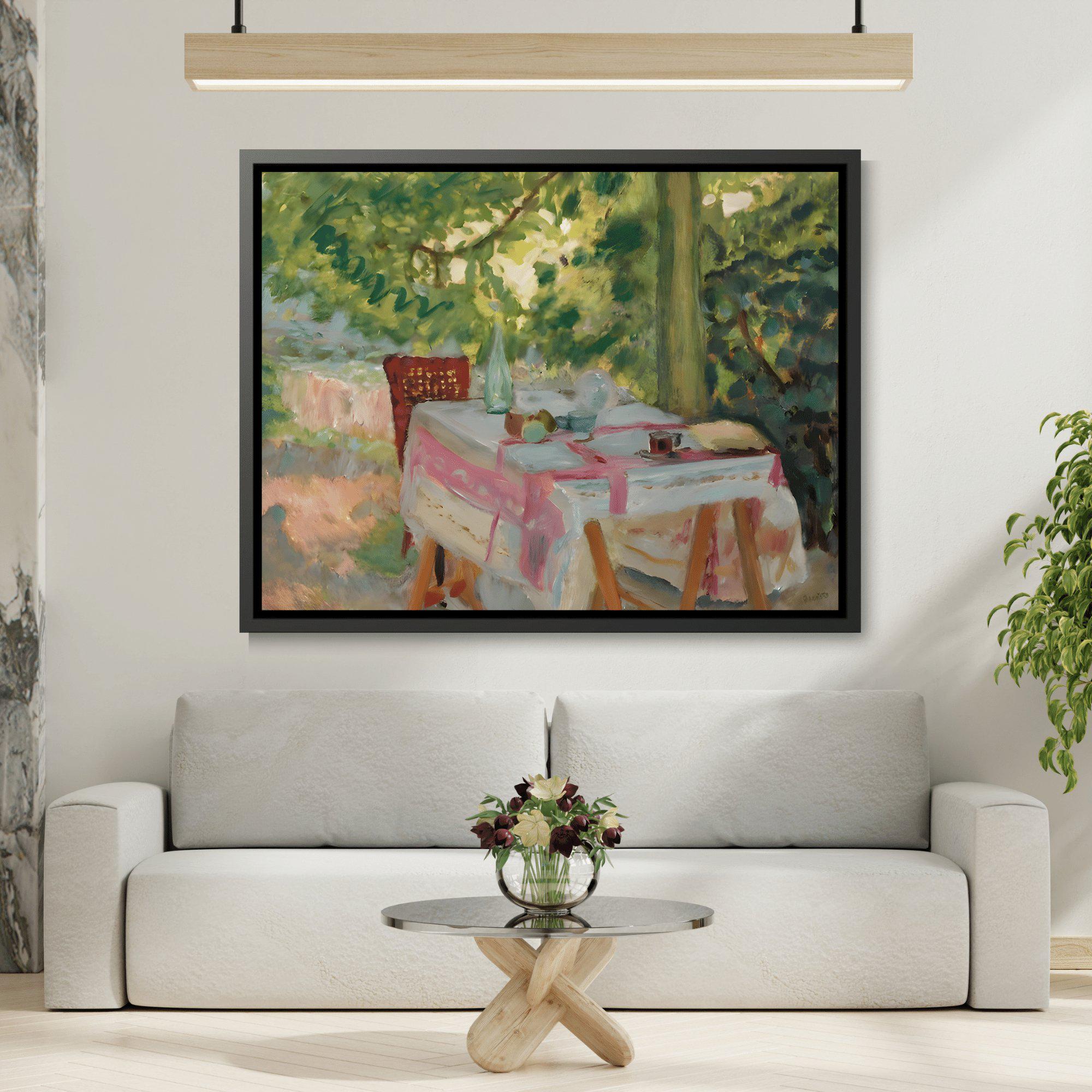 Pierre Bonnard Table Set in A Garden - Framed Canvas Wall Art Print ...