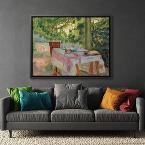 Pierre Bonnard Table Set in A Garden - Framed Canvas Wall Art Print ...