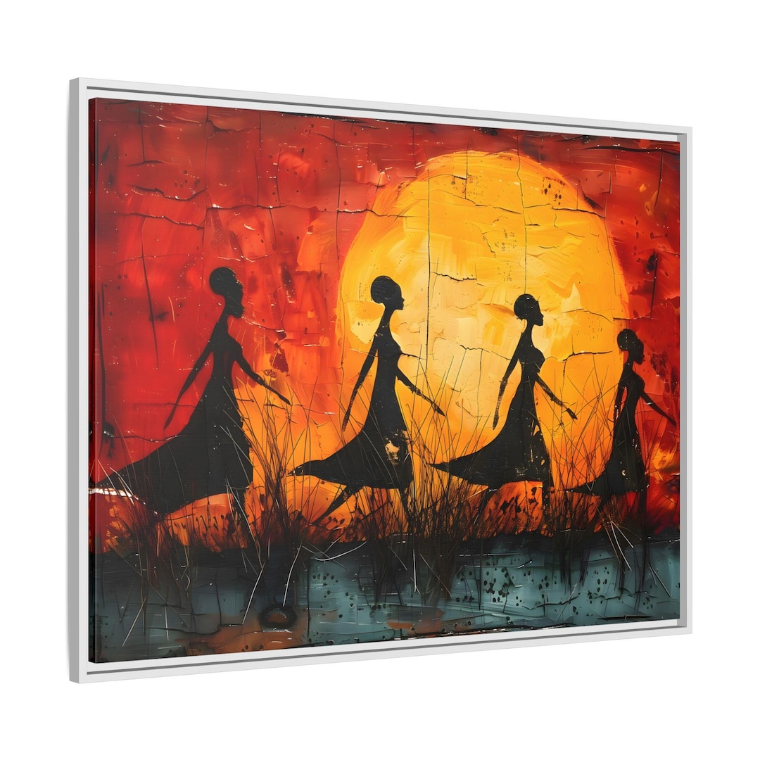 African Women Sunset Modern Art - Framed Canvas Wall Print - Etsy