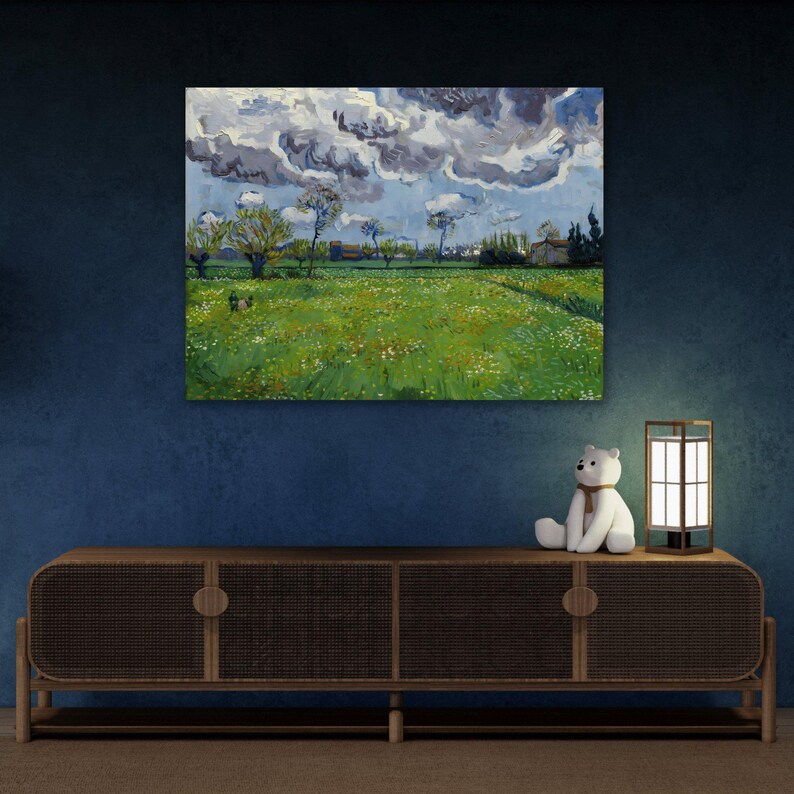 Van Gogh Landscape Under a Turbulent Sky - Framed Canvas Wall Art Print ...