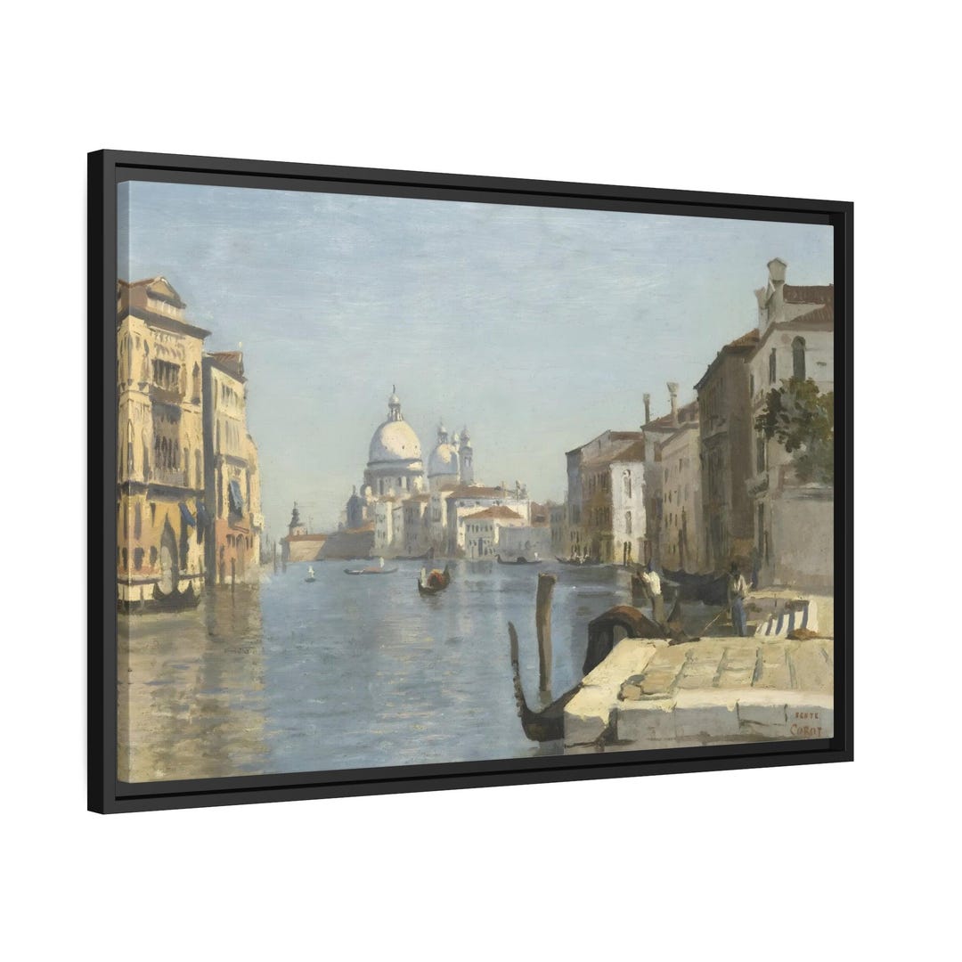 Jean Baptiste Camille Corot Venice Landscape - Framed Canvas Wall Art ...