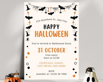 Digital Halloween Party Invitation, Halloween Bash Invite, Halloween ...